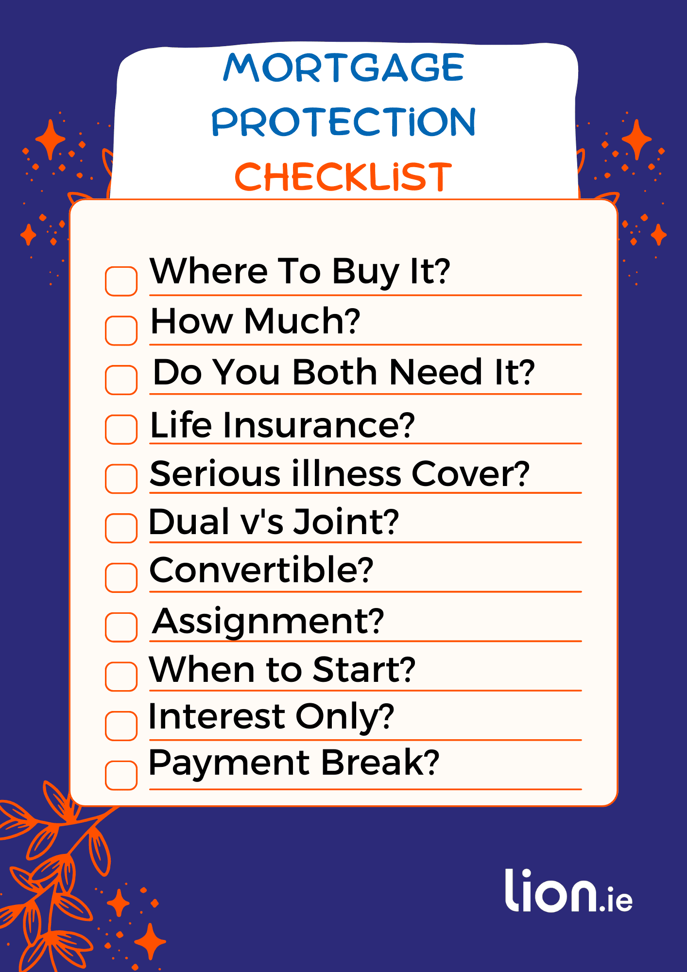 Your 12 Point Mortgage Protection Insurance Checklist - Lion.ie